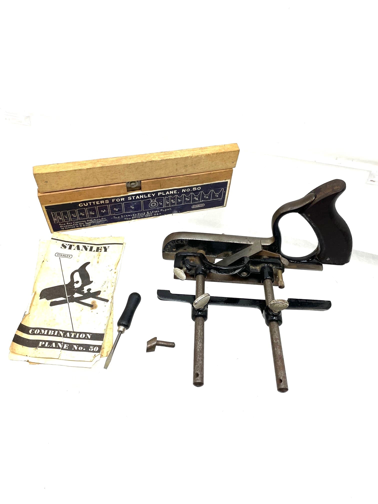 Super Nice Stanley # 50 Light Duty Combination Plow Plane Complete ...