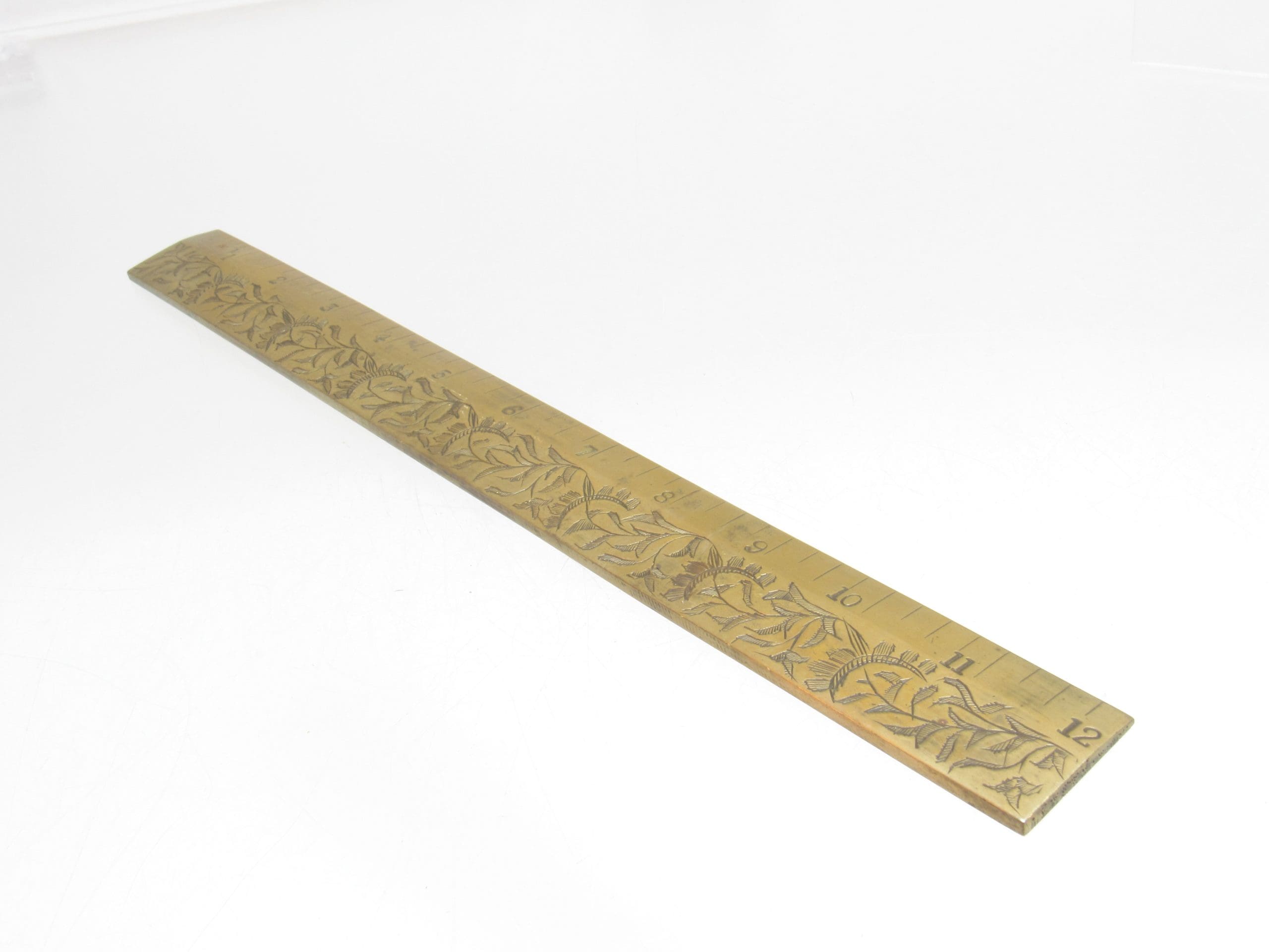 A ShowPiece A Beautiful Highly Engraved Solid Brass Bench Rule ...