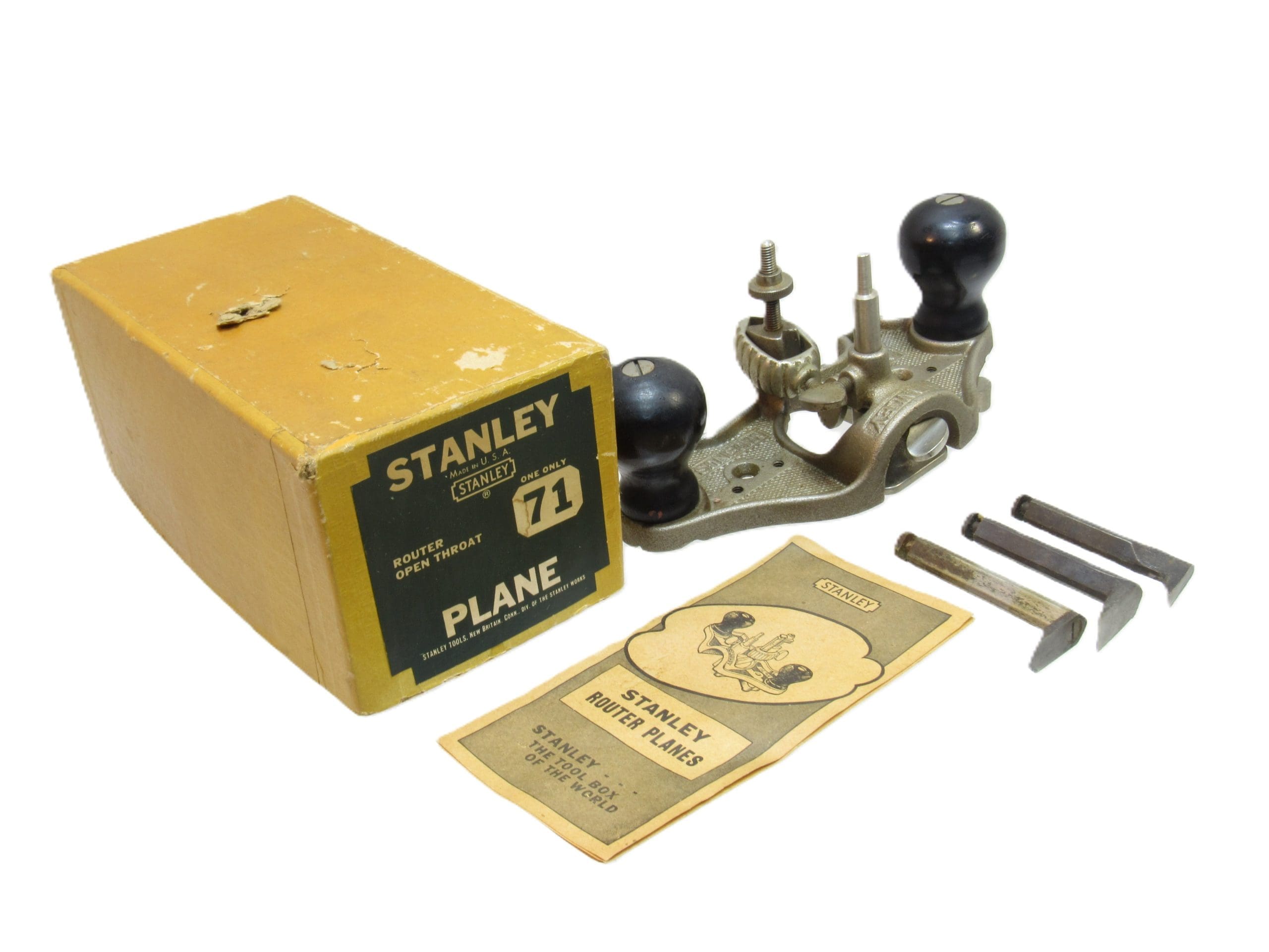Fine In Box Stanley # 71 Router Plane Complete With 3 Cutters, Depth ...