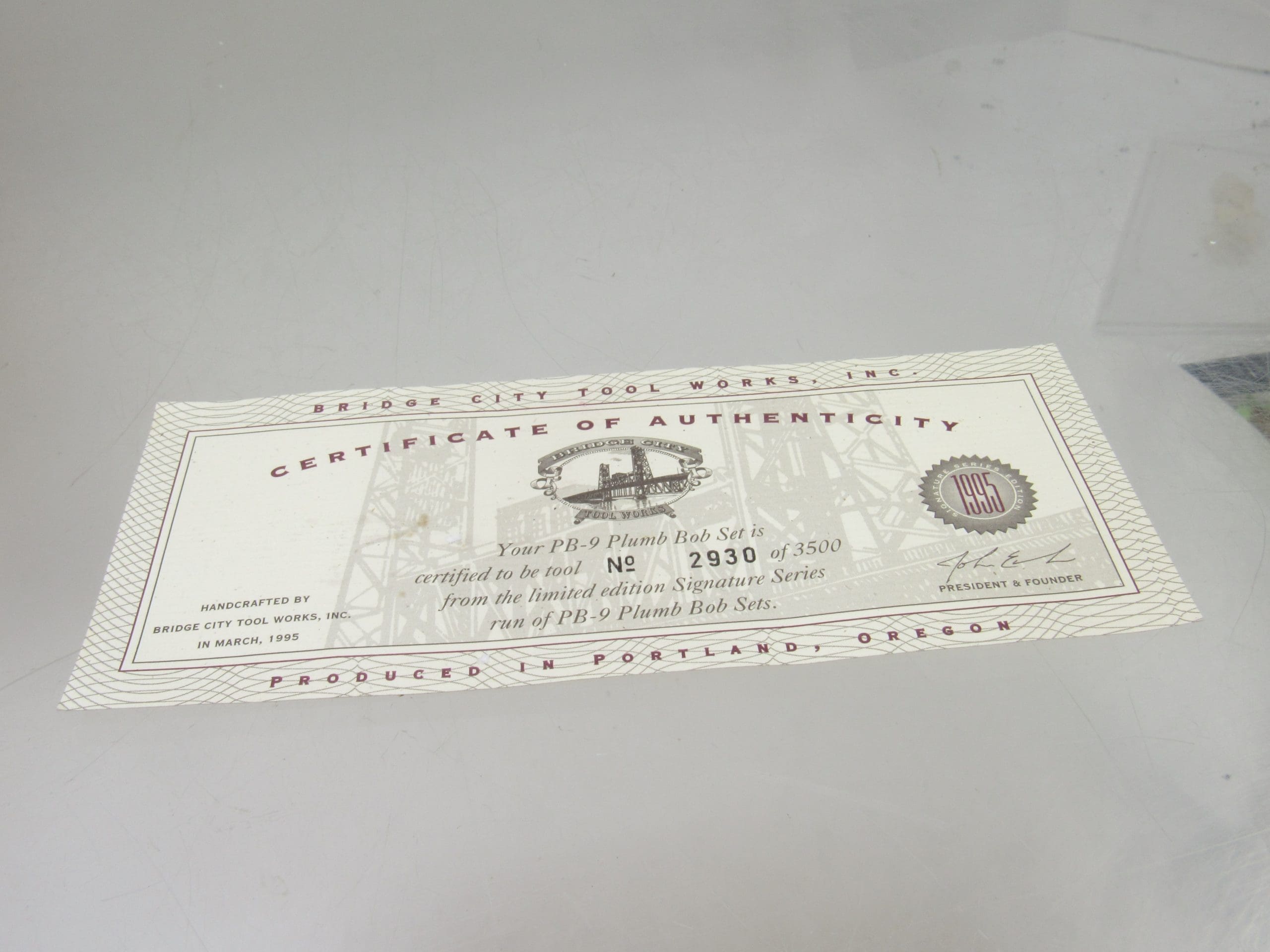 Mint In Box Bridge City Tool PB-9 Plumb Bob Set Limited Edition Made In ...